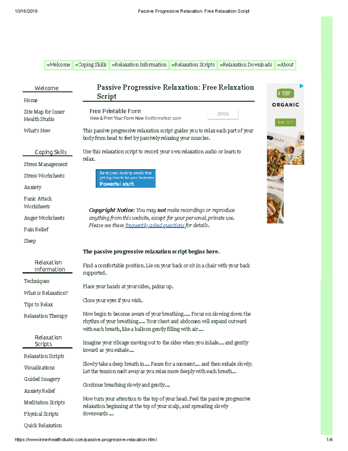 Passive Progressive Relaxation Script - Passive Progressive Relaxation ...