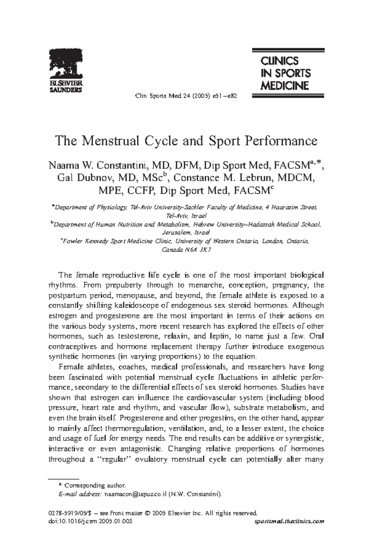 The menstrual cycle and sport performance - The Menstrual Cycle and ...
