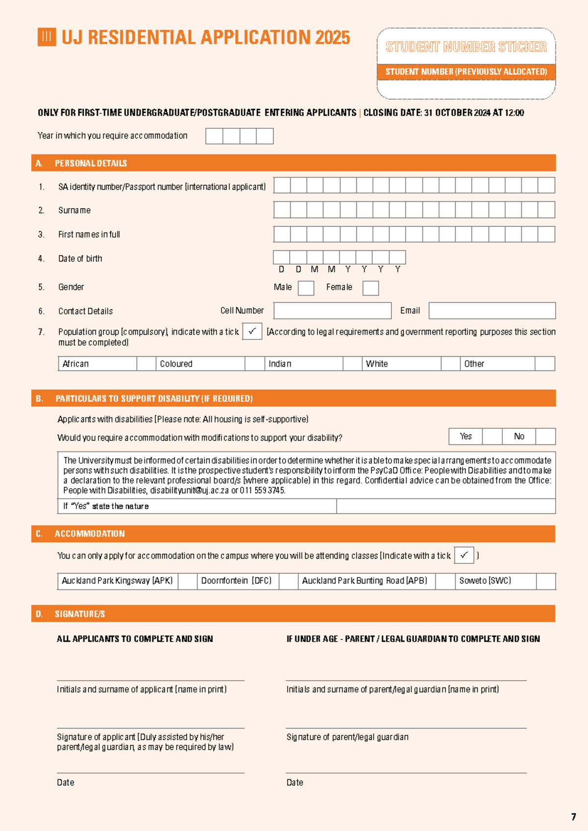 Uj residence applciatin form 2025 - 7 UJ RESIDENTIAL APPLICATION 2025 ...