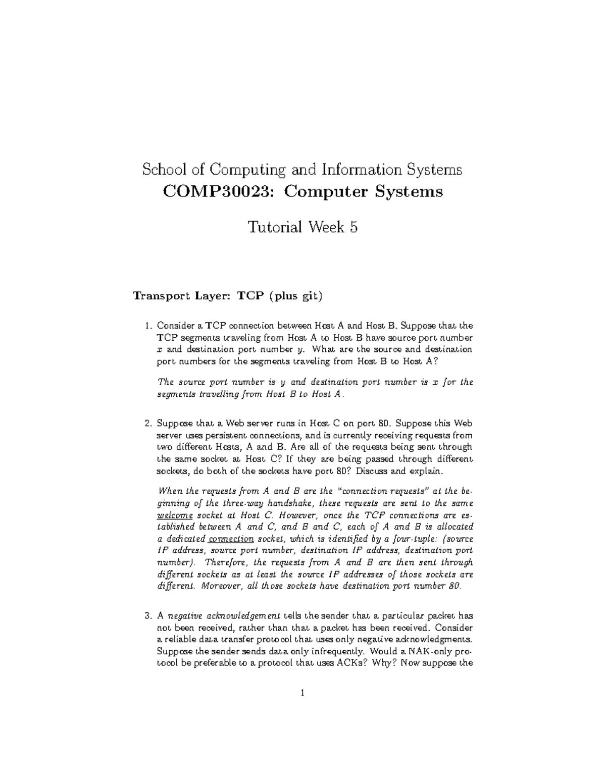 Tutorial-5-solutions - School of Computing and Information Systems COMP30023: Computer Systems ...
