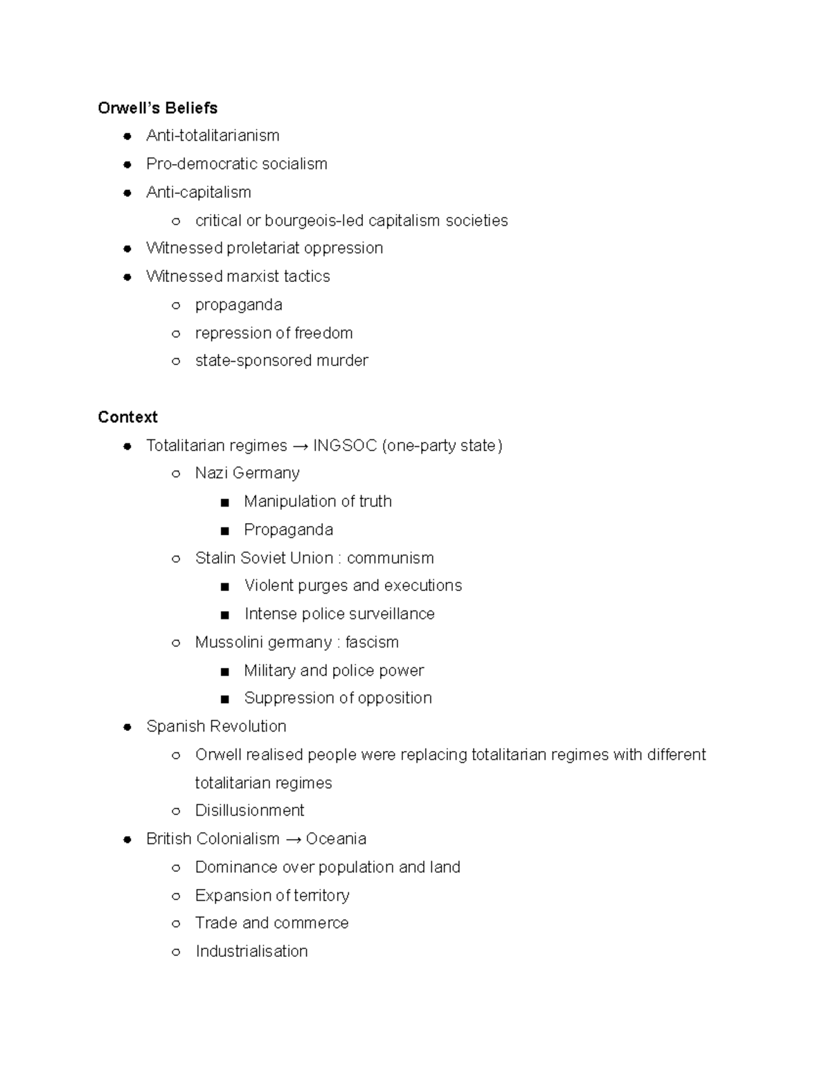 1984 Orwell Context - Orwell’s Beliefs Anti-totalitarianism Pro ...