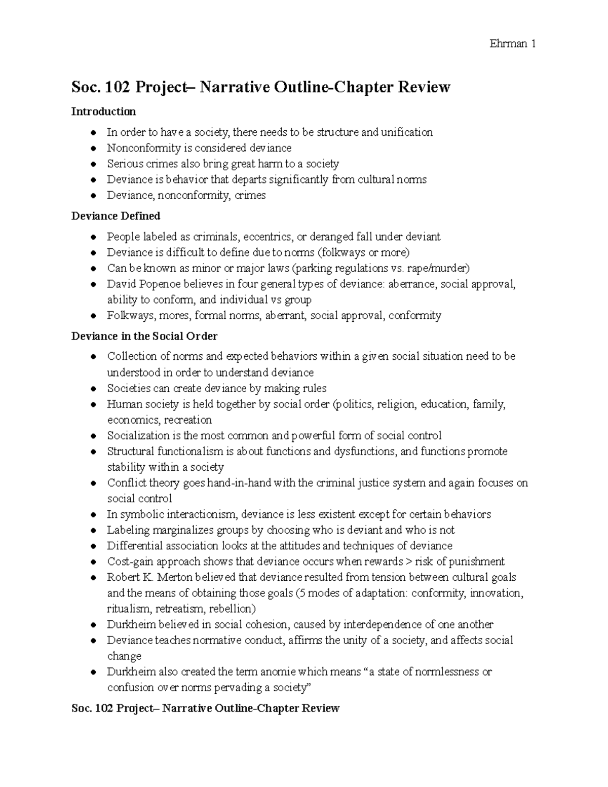 Soc. 102 Project– Narrative Outline-Chapter Review - Ehrman 1 Soc. 102 ...