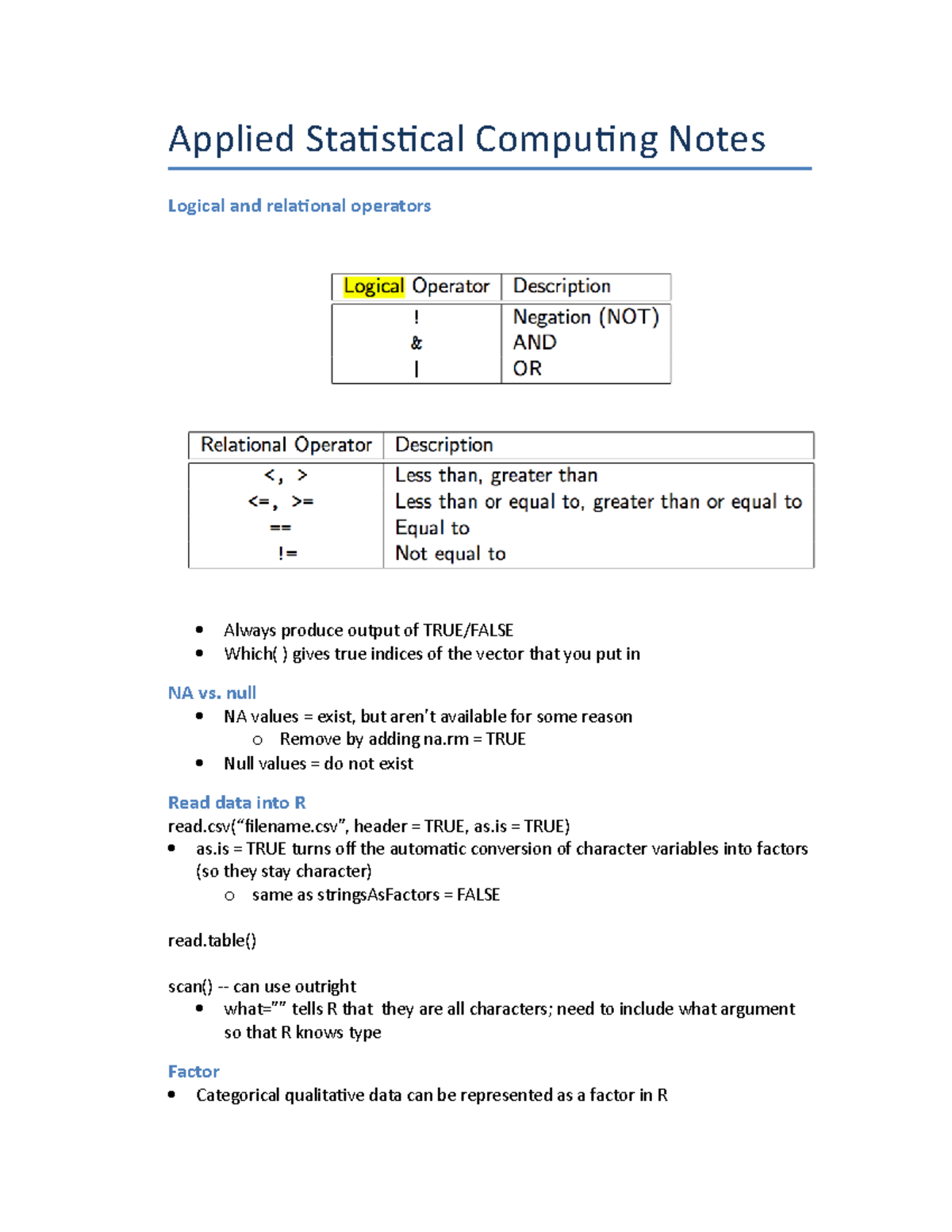Applied Stat Notes - part 1 - Applied Statistical Computing Notes ...