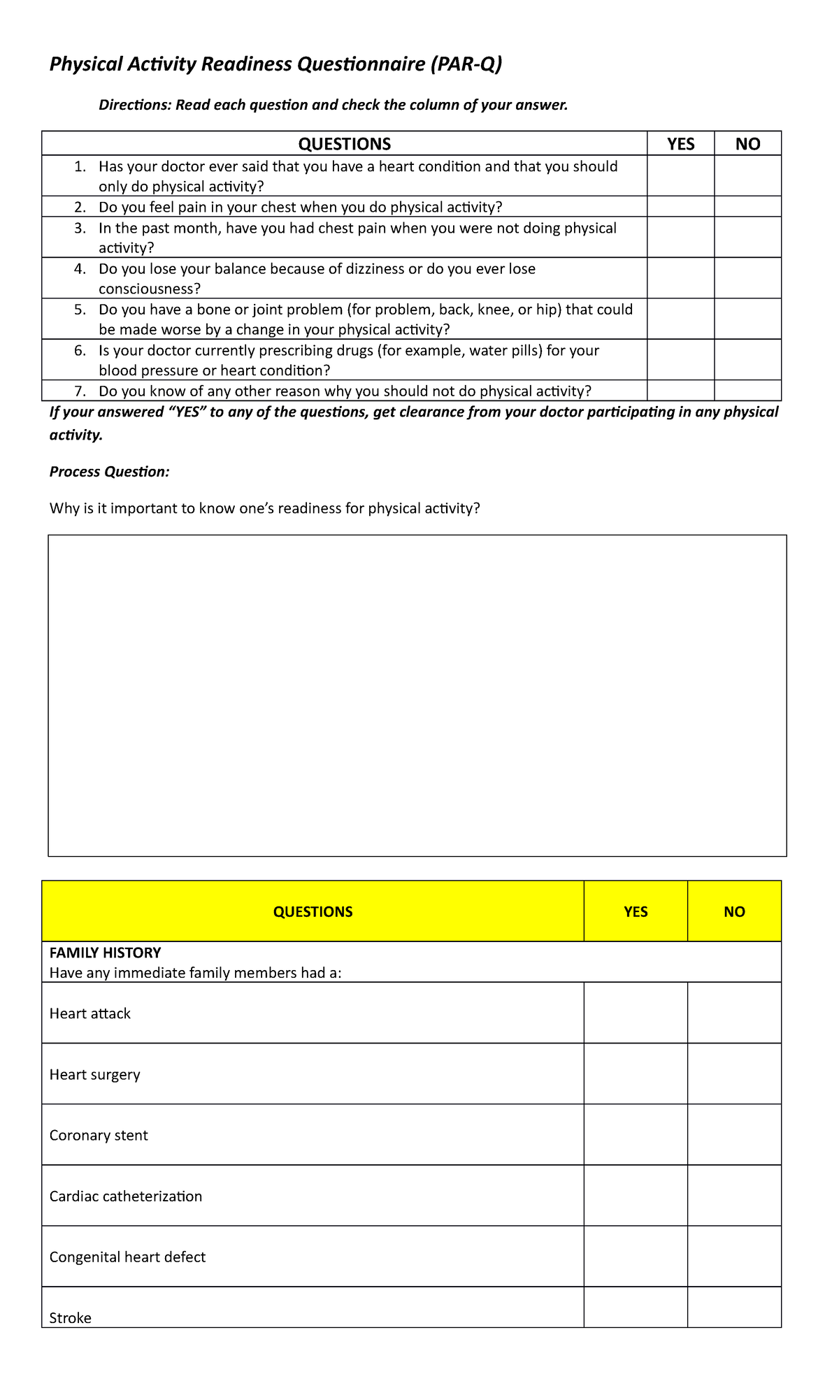 PAR-Q - for HOPE 11 and 12 - Physical Activity Readiness Questionnaire ...