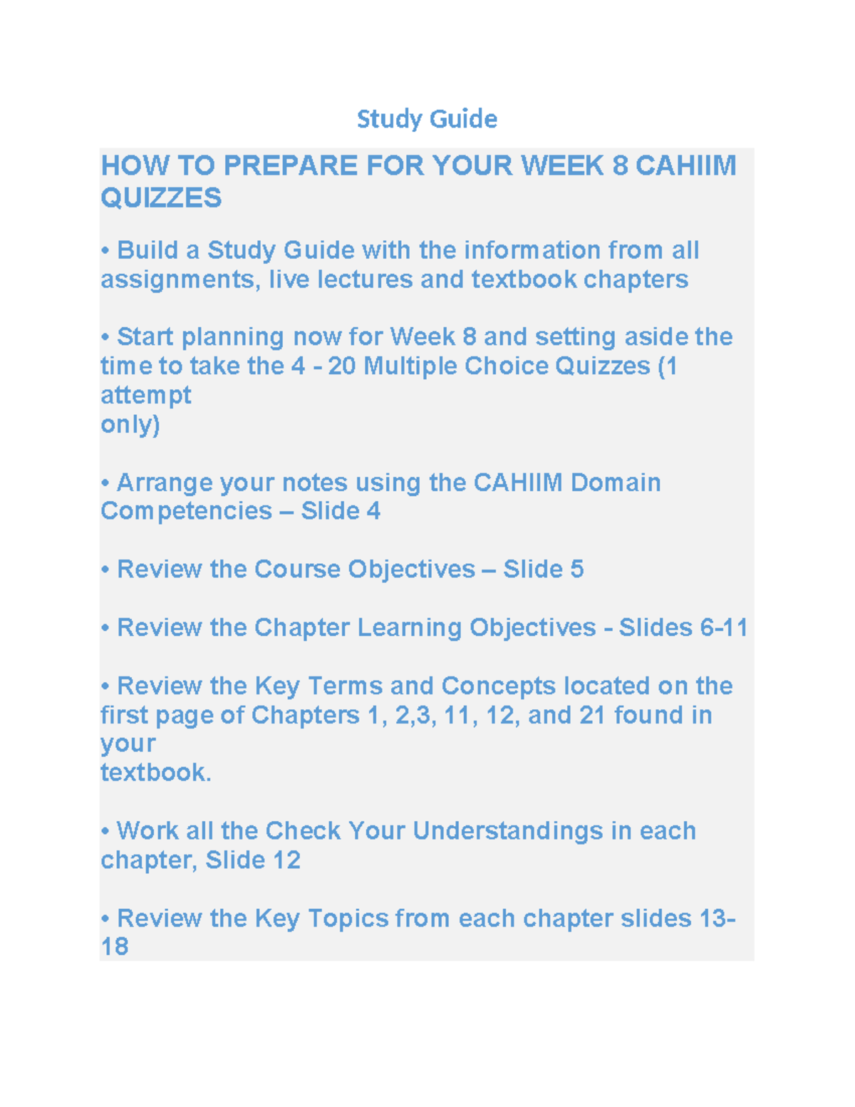 Study Guide - Work all the Check Your Understandings in each chapter ...