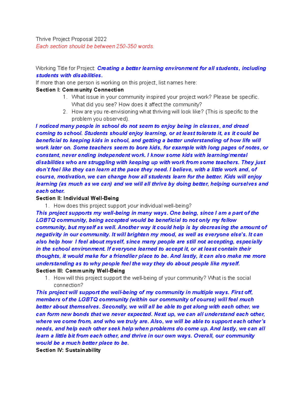 Template Thrive Project Proposal - Thrive Project Proposal 2022 Each section should be between ...