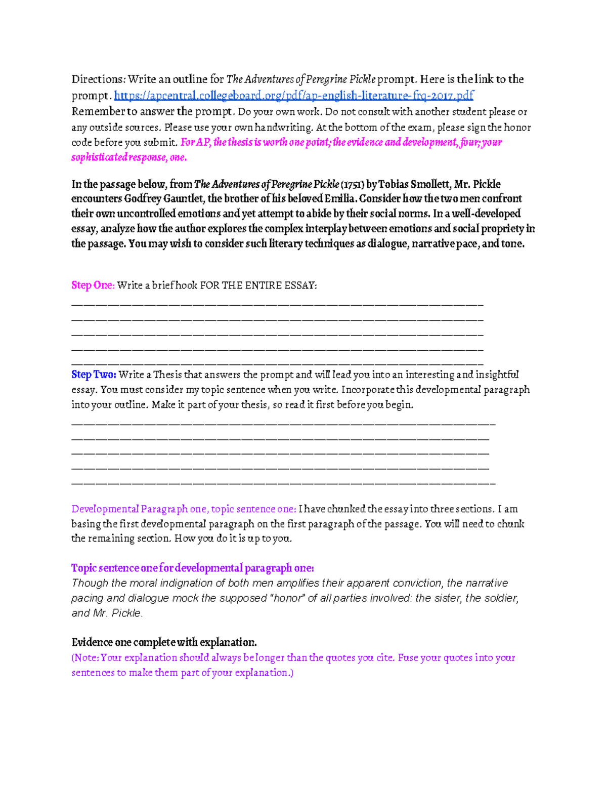 25 point test - mini test - outline-2 - Directions: Write an outline ...