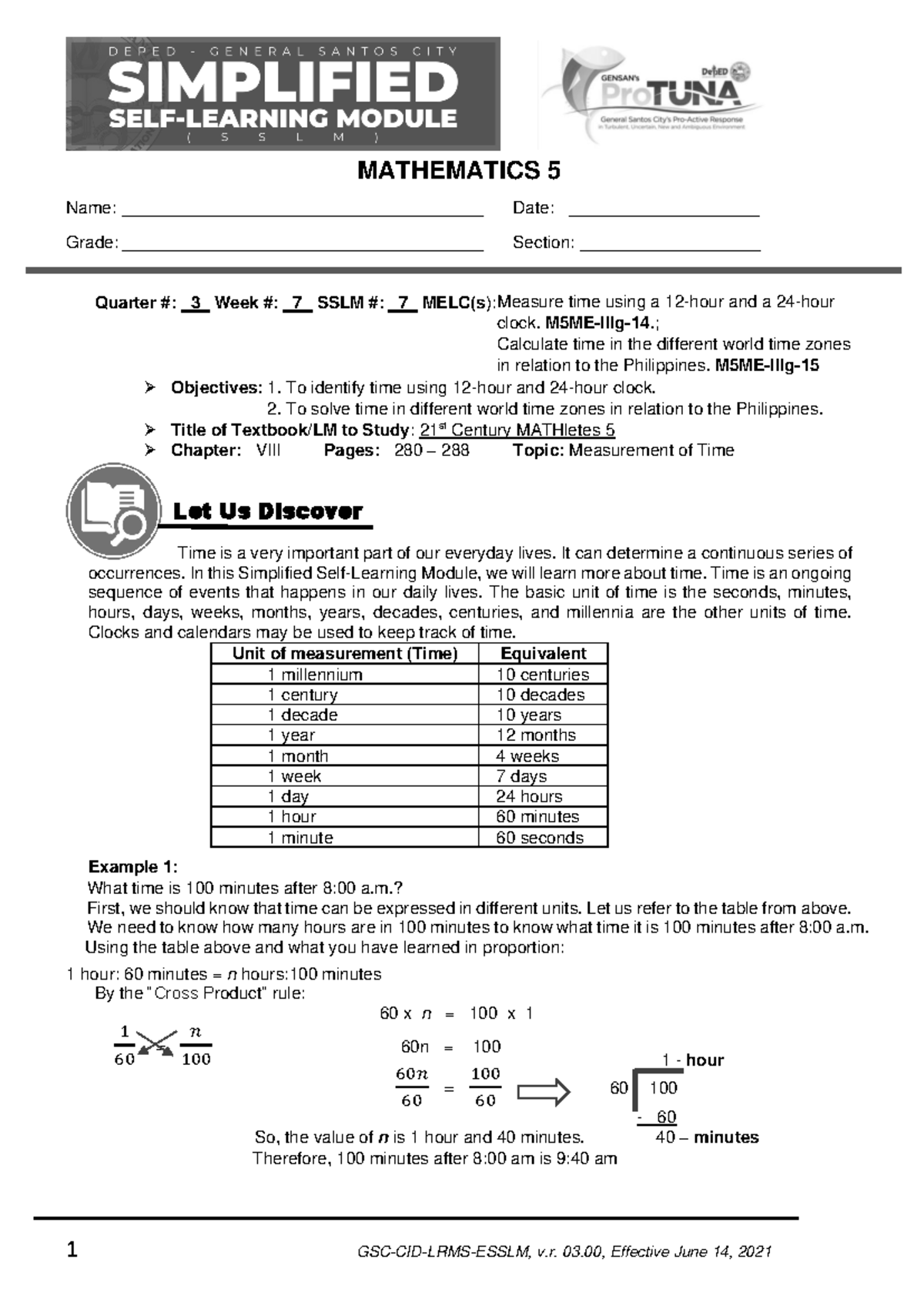 Math5-Q3-SSLM7 - Mathematics 5 quarter 3 slm 7 - MATHEMATICS 5 Name ...