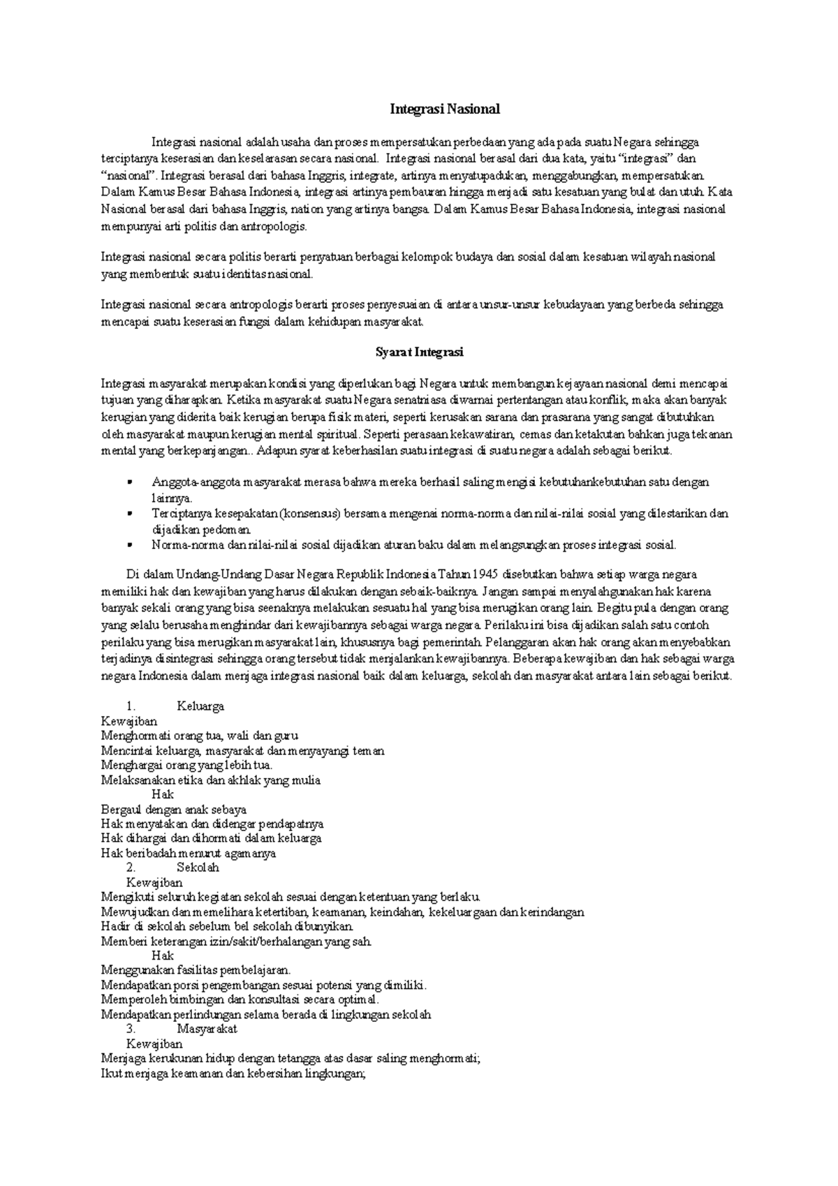 Materi integrasi nasional - Integrasi Nasional Integrasi nasional ...