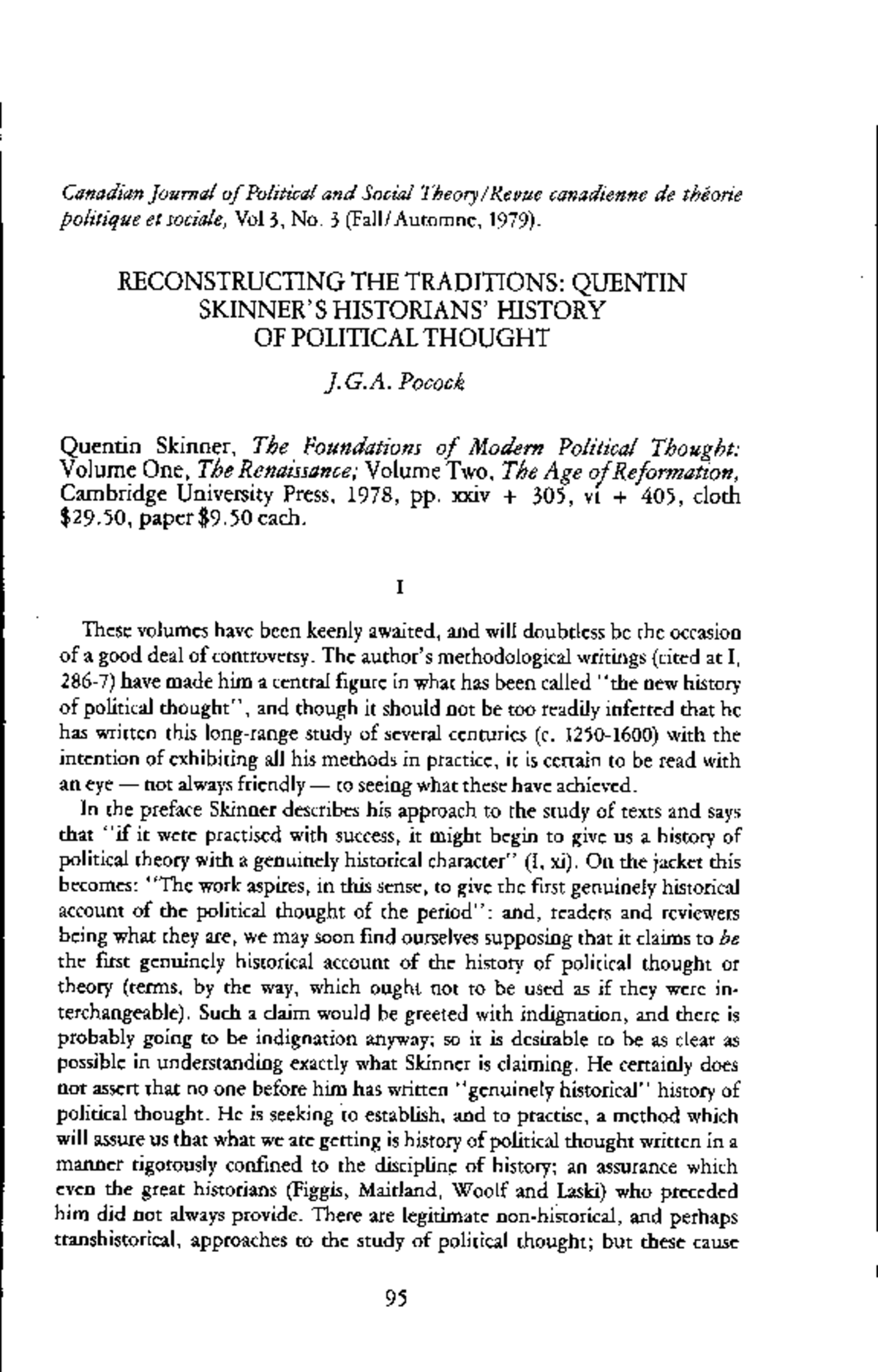 Quentin Skinner The Foundation of Modern Political thought ...