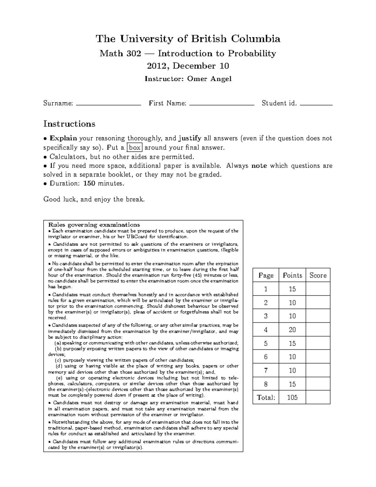 302 2012 WT1 - 302 2012 WT1 - The University of British Columbia Math ...