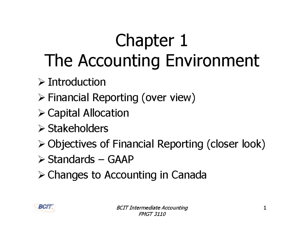 Chapter 01 - The Environment of Accounting - - Studocu