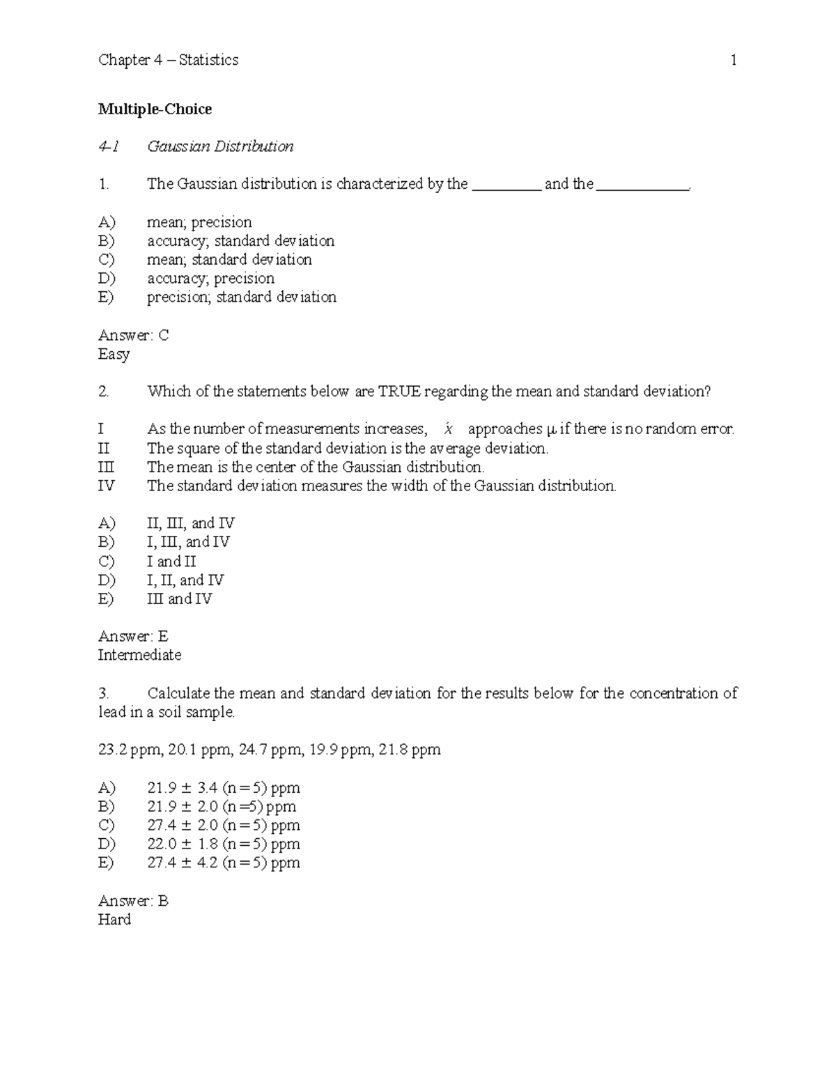 Multiple choice questions from the book quantitative chemical analysis ...