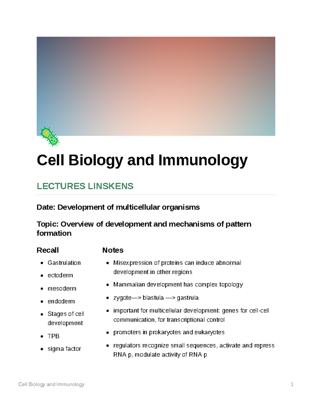 Cell Biology and Immunology- Notion - Î Cell Biology and Immunology ...