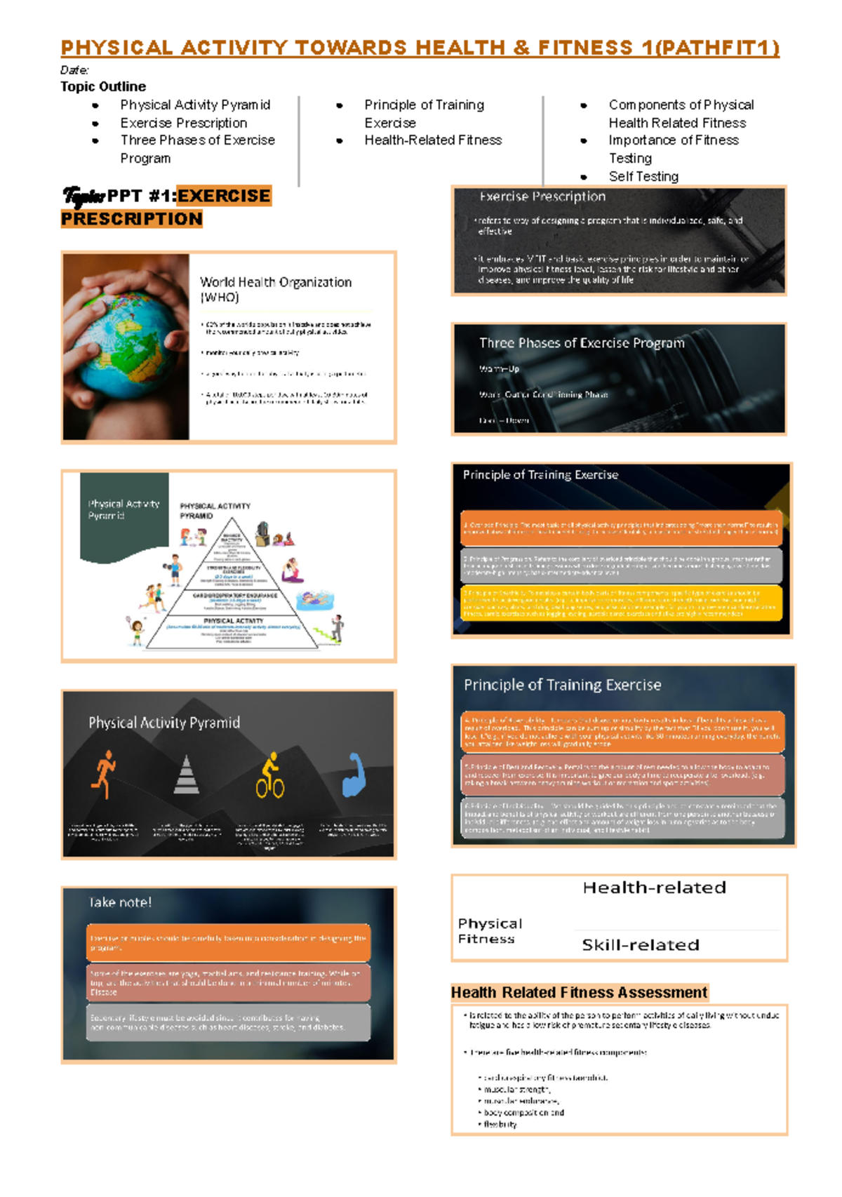 Pathfit 1 Notes - Date: Topic Outline Physical Activity Pyramid ...