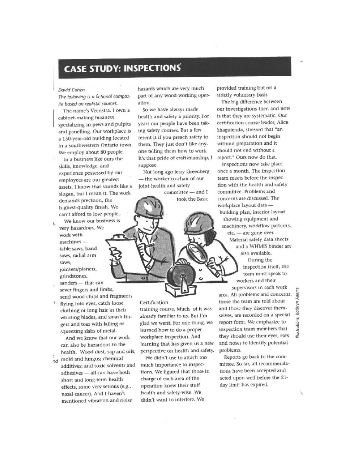 Inspection Case Study Handout - HSAF 1001 - Studocu