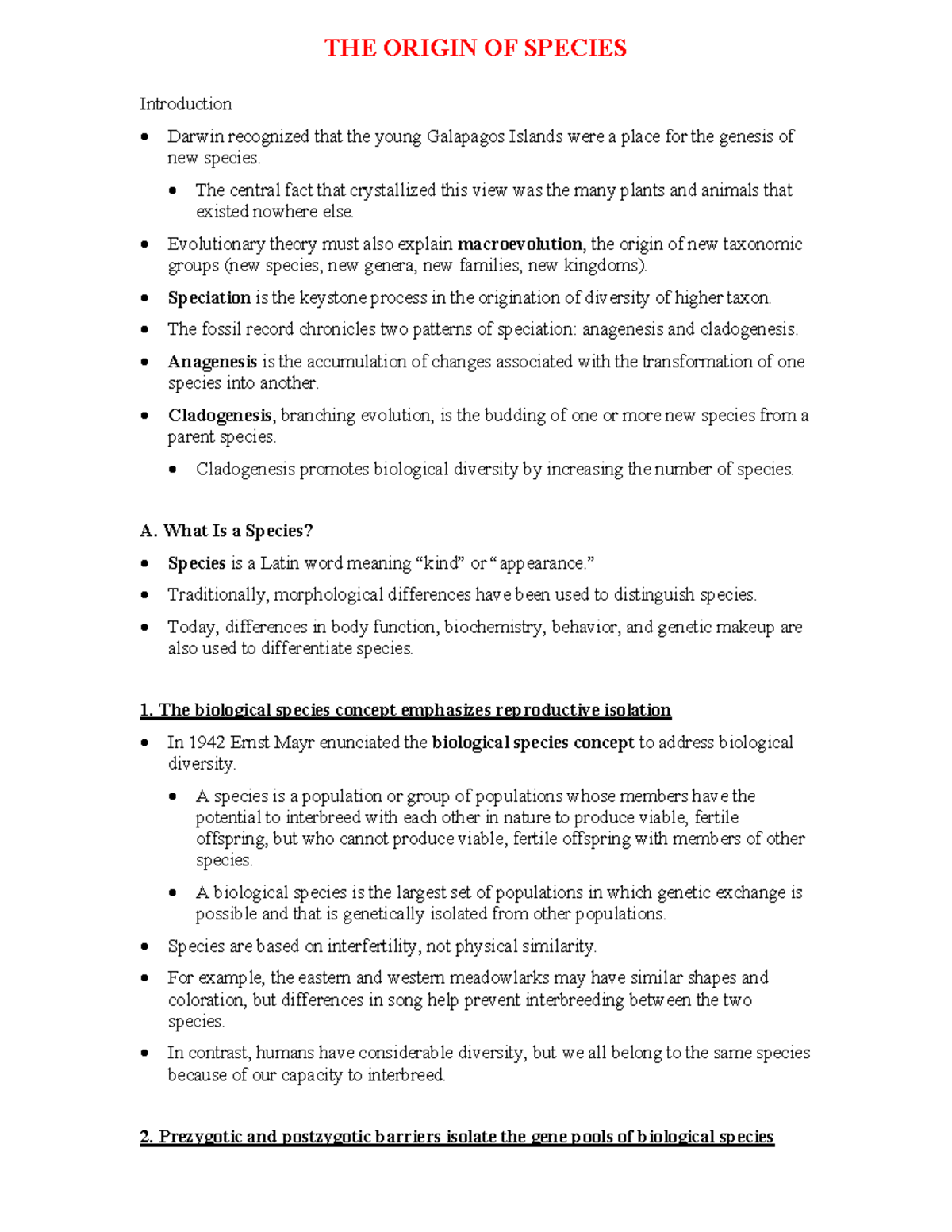 The Origin of Species - biologie science - THE ORIGIN OF SPECIES ...
