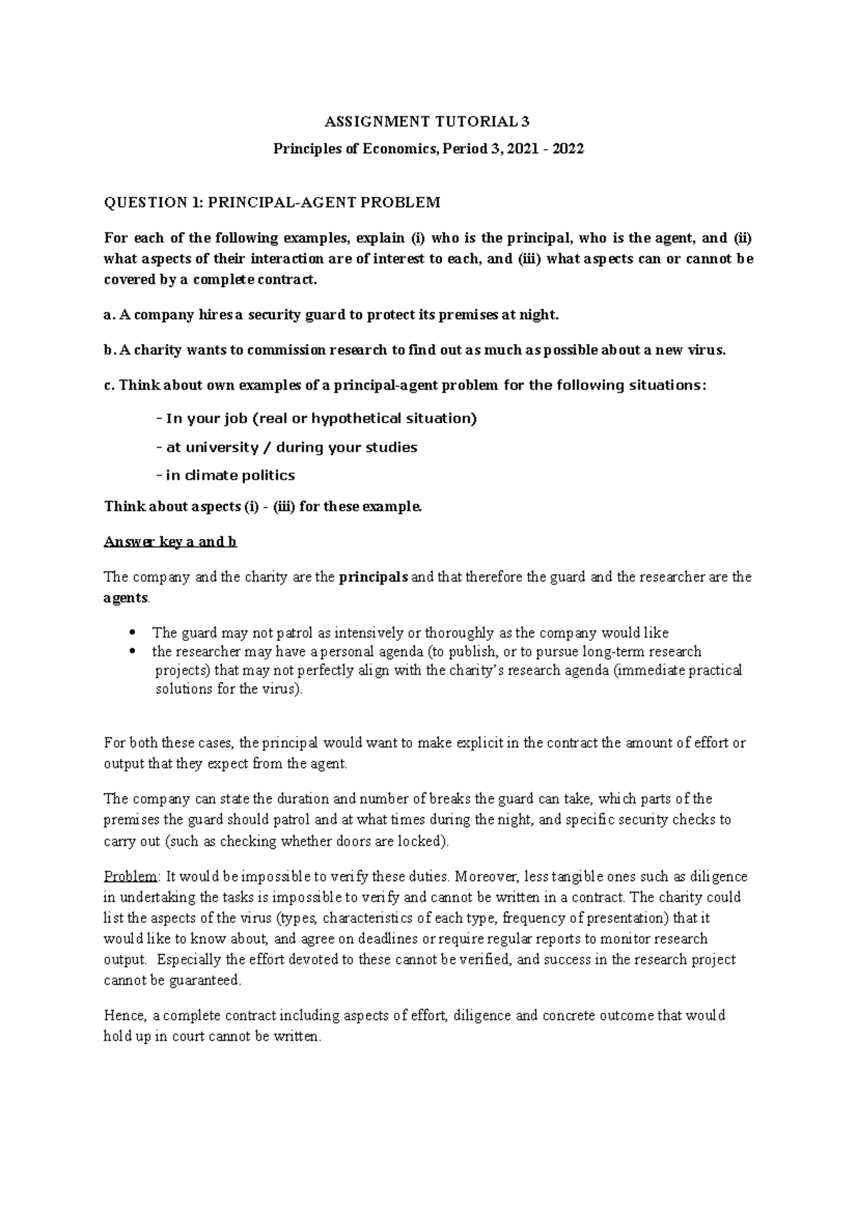 Assignment Tutorial 3 Answer Model - ASSIGNMENT TUTORIAL 3 Principles ...