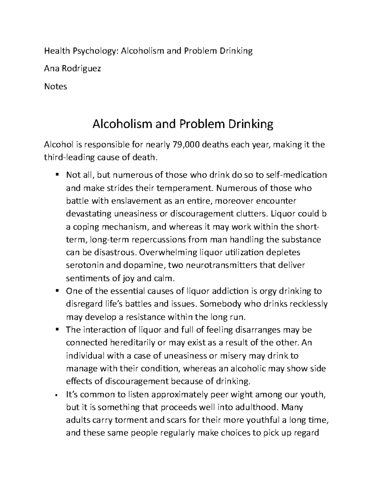 Health Psychology: Alcoholism & Drinking - Health Psychology ...