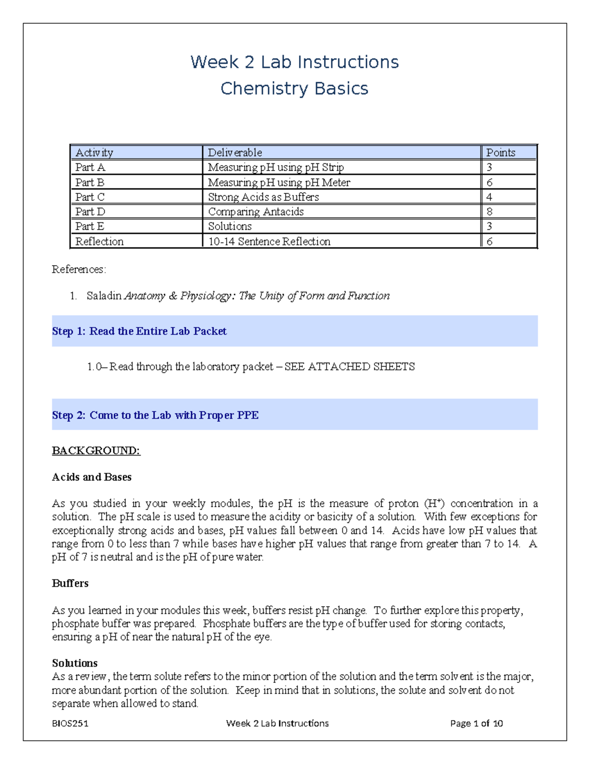 BIOS251 W2 Lab Instructions (done) - Week 2 Lab Instructions Chemistry Basics Activity ...