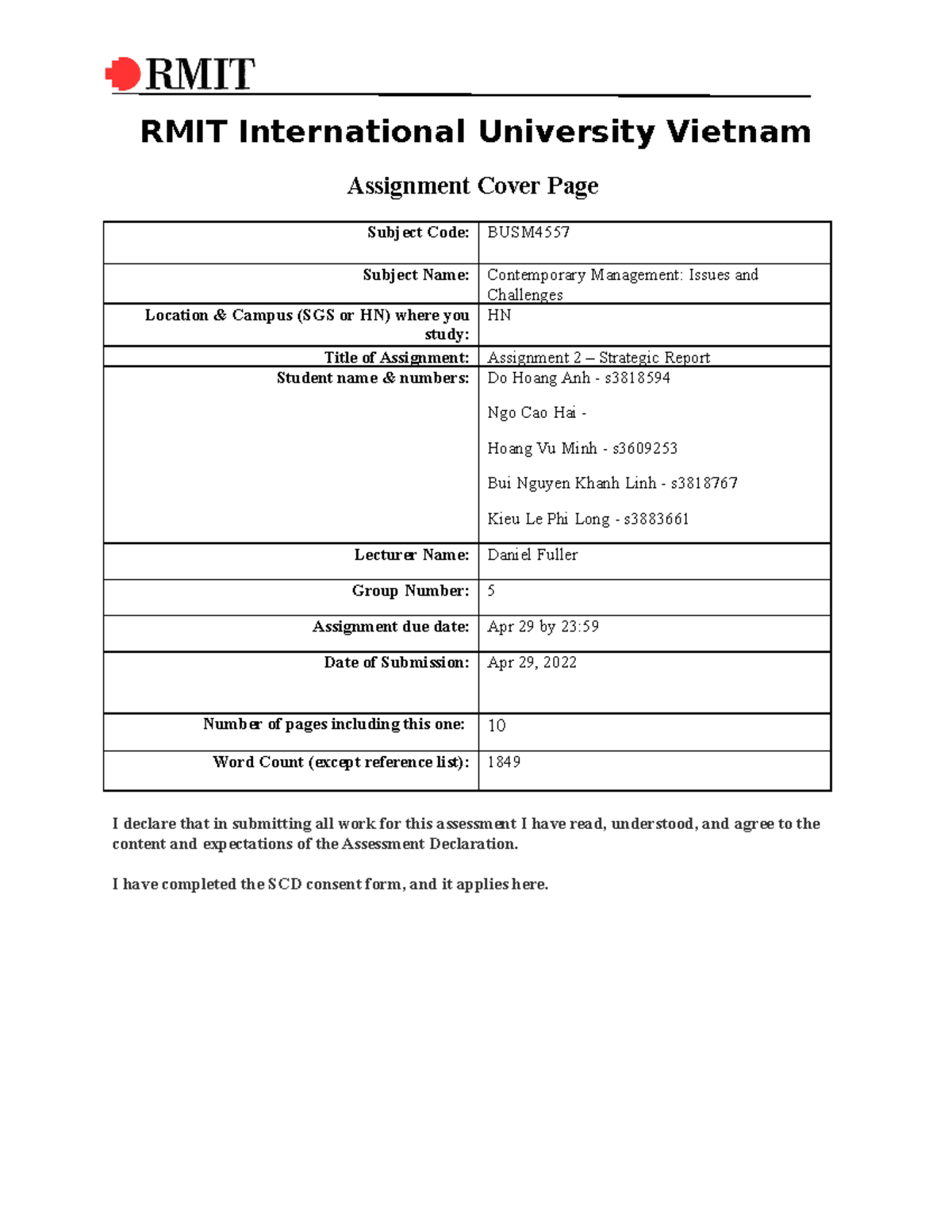 HAN01-S3609253-Strategy Report - RMIT International University Vietnam ...