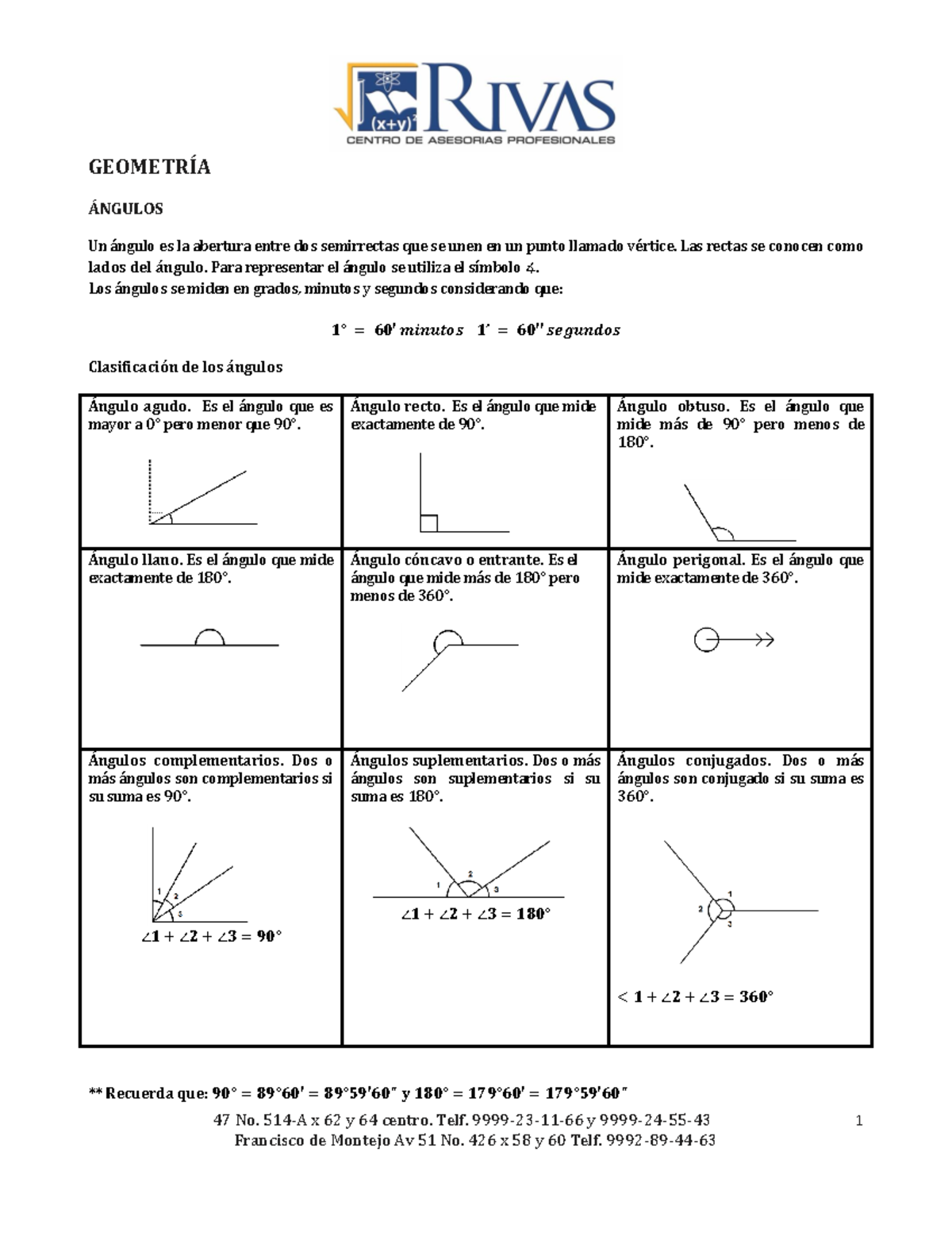 1. Ángulos - Angulos - 47 No. 514-A x 62 y 64 centro. Telf. 9999-23-11 ...