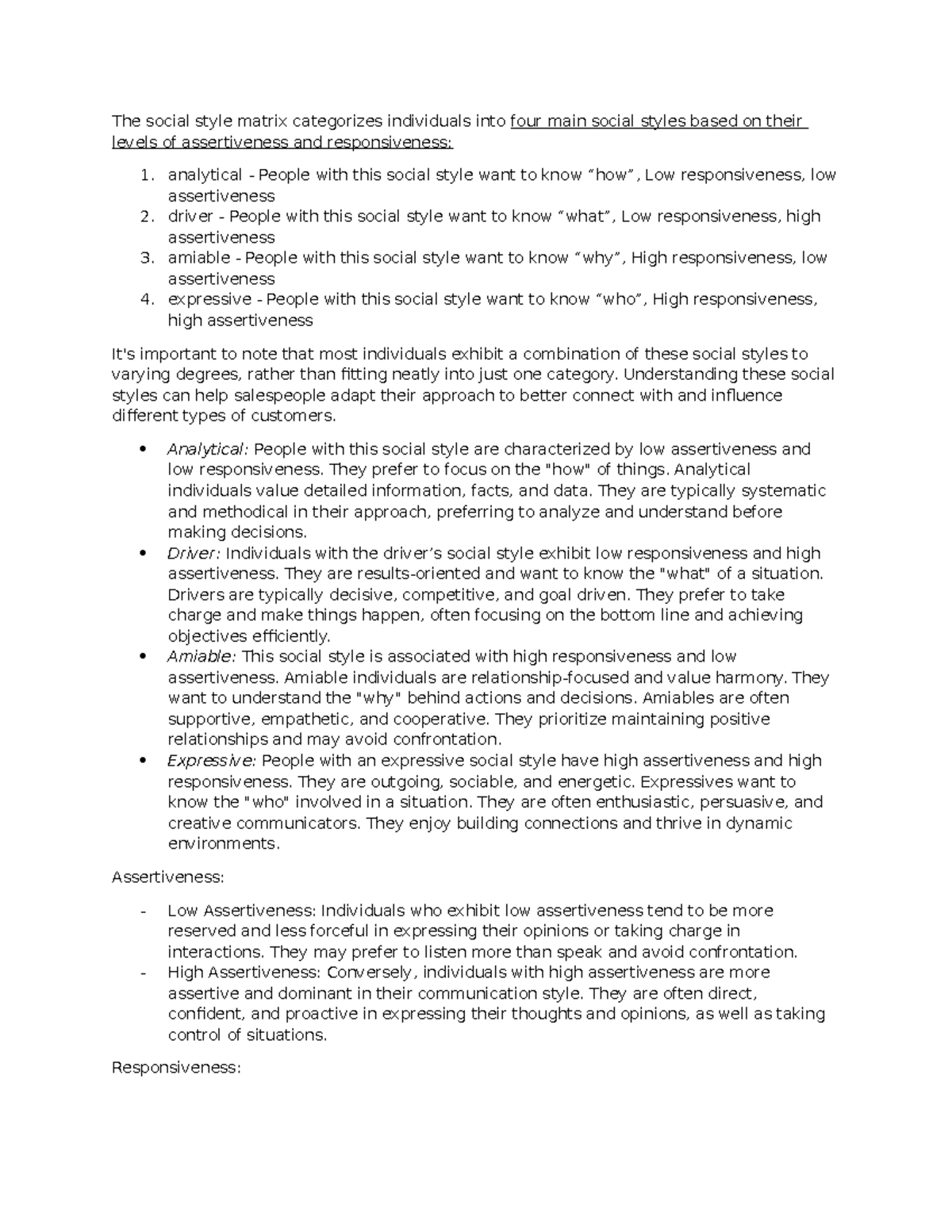 D077 Social Style - The social style matrix categorizes individuals ...