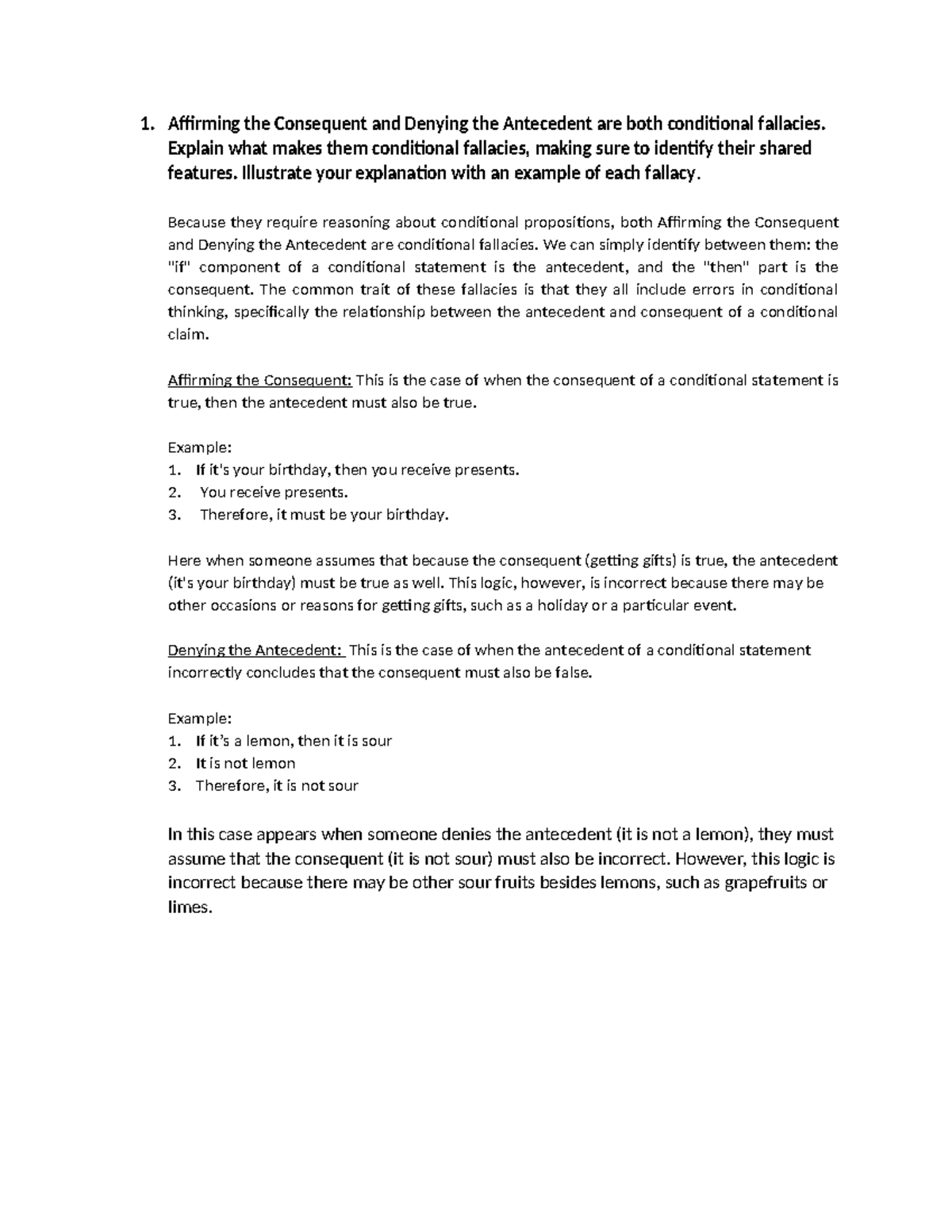 Phil210 quiz 2 - Quiz Questions - 1. Affirming the Consequent and ...