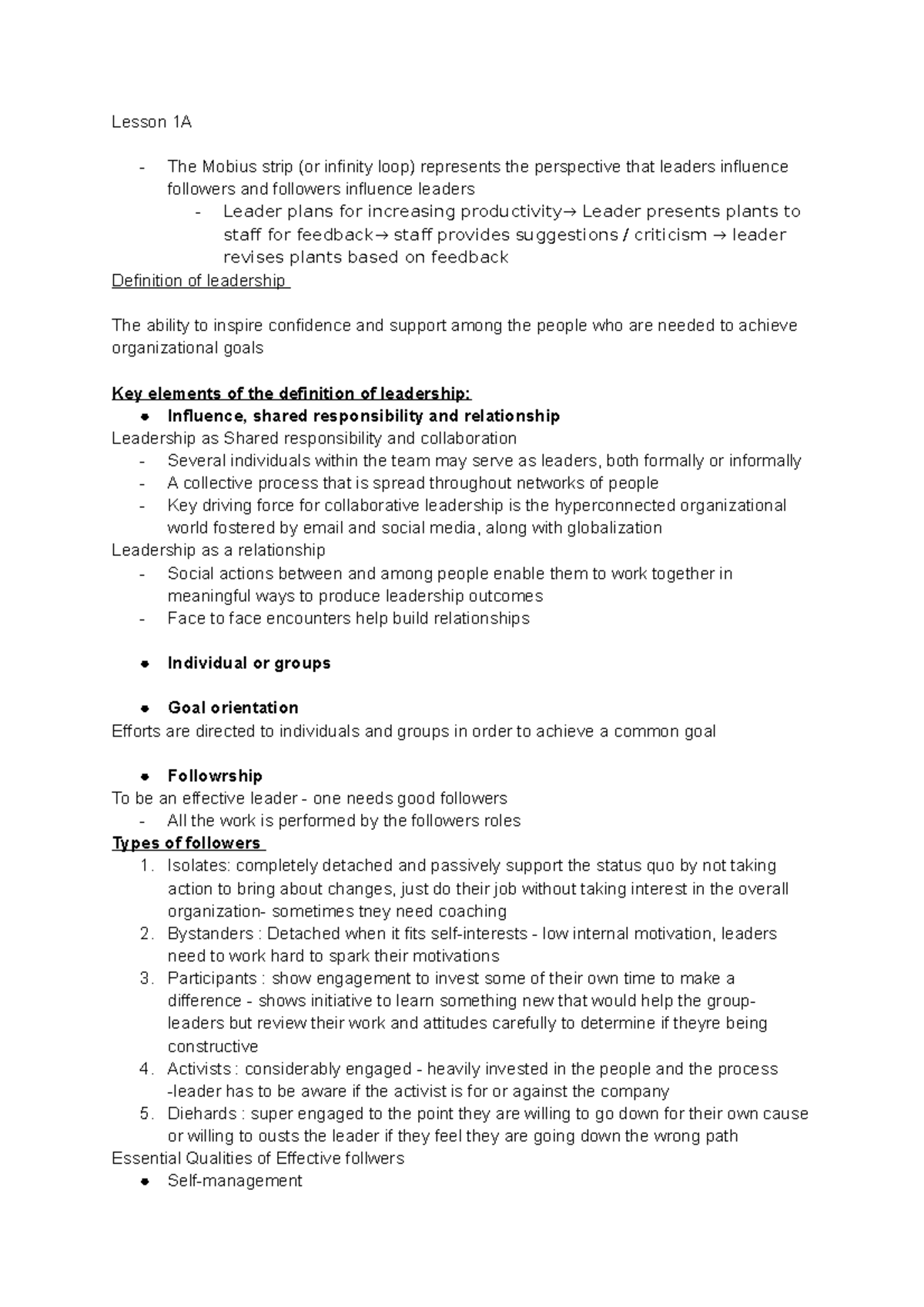 OL224 Quiz 1 - Midterm notes - Lesson 1A The Mobius strip (or infinity ...