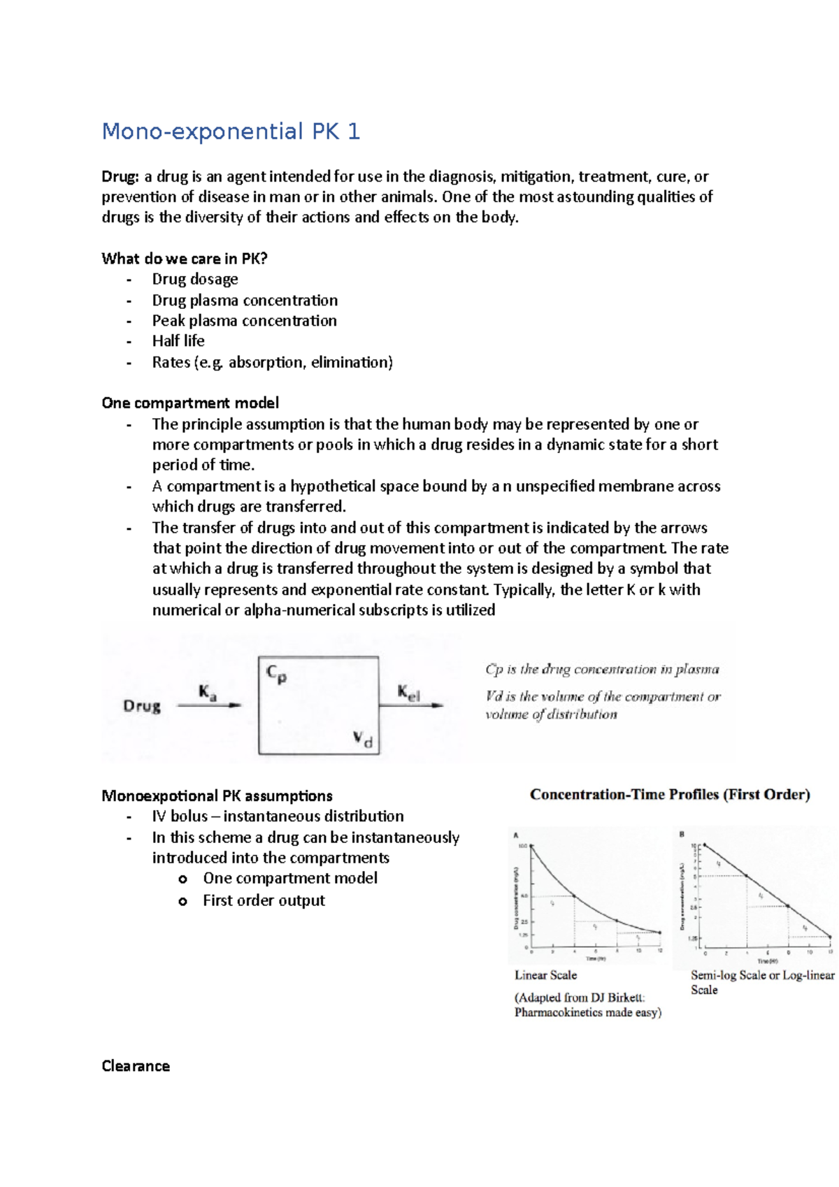 Monoexponential - aaa - Mono-exponential PK 1 Drug: a drug is an agent ...