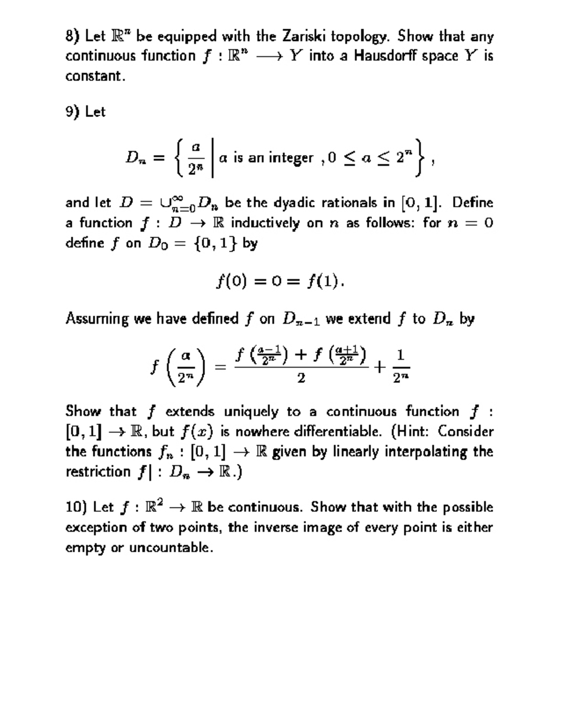Seminar assignments - Take home final problems 1 - 8 practice for exams ...