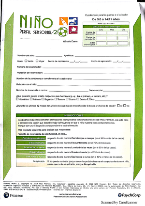 Sp2 school full assessment and planning report - Sensory Profile™ 2 ...