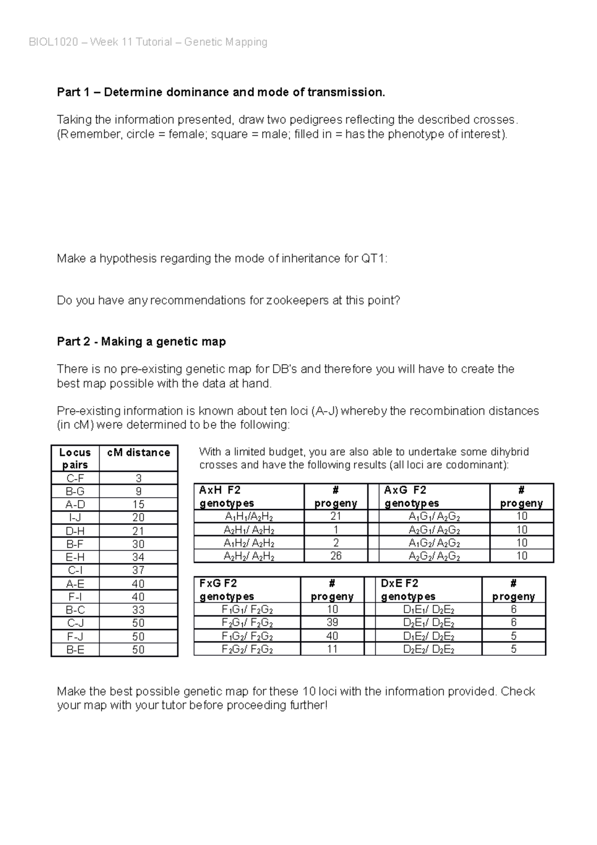 BIOL1020 Tutorial 11 (student version) - BIOL1020 Week 11 Tutorial ...