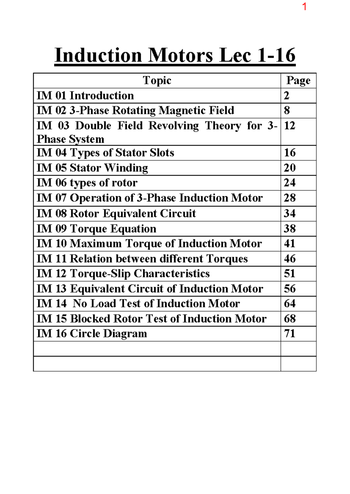 induction motor notes part 1 - Topic Page IM 03 Double Field Revolving ...