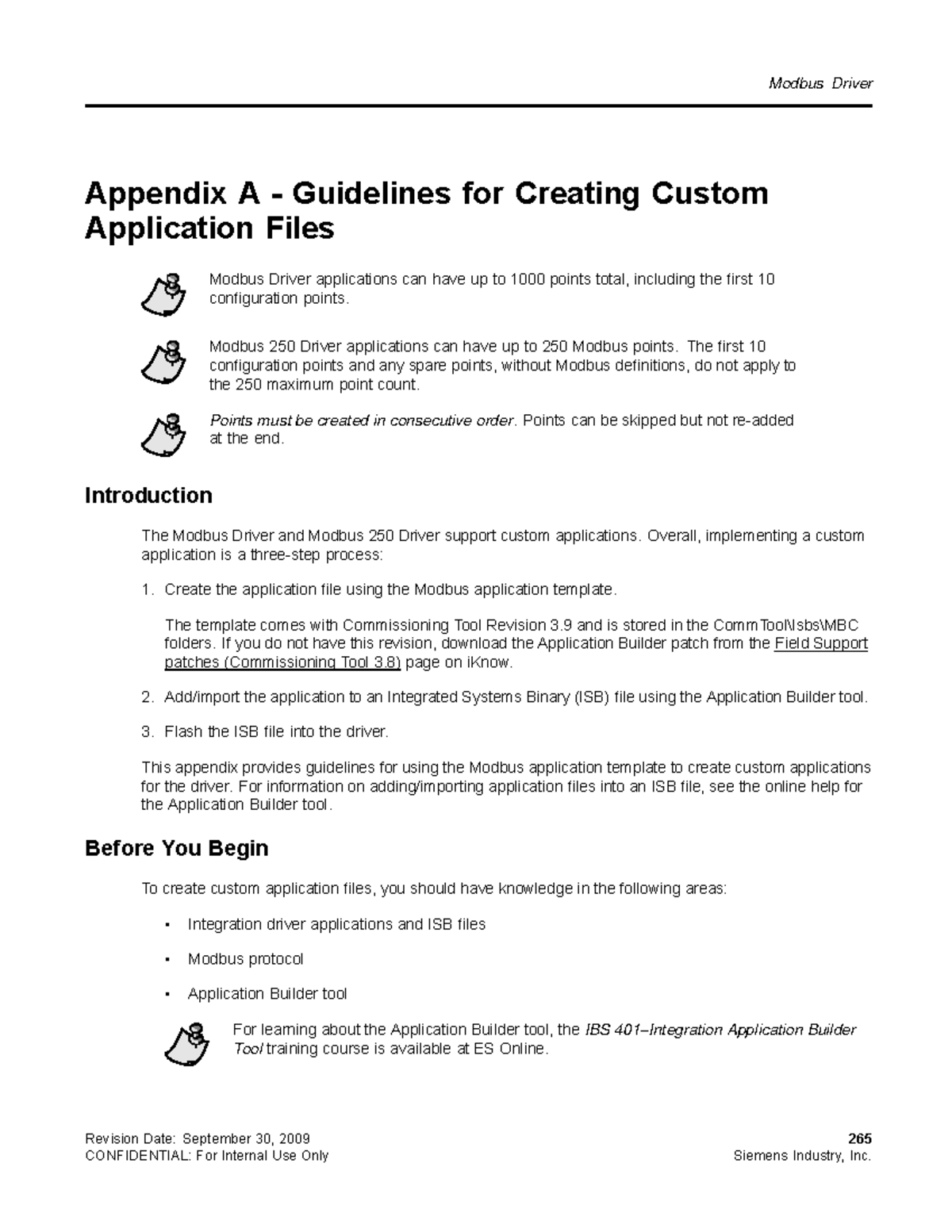 Creating Custom Applications - Modbus Driver Appendix A - Guidelines for Creating Custom ...
