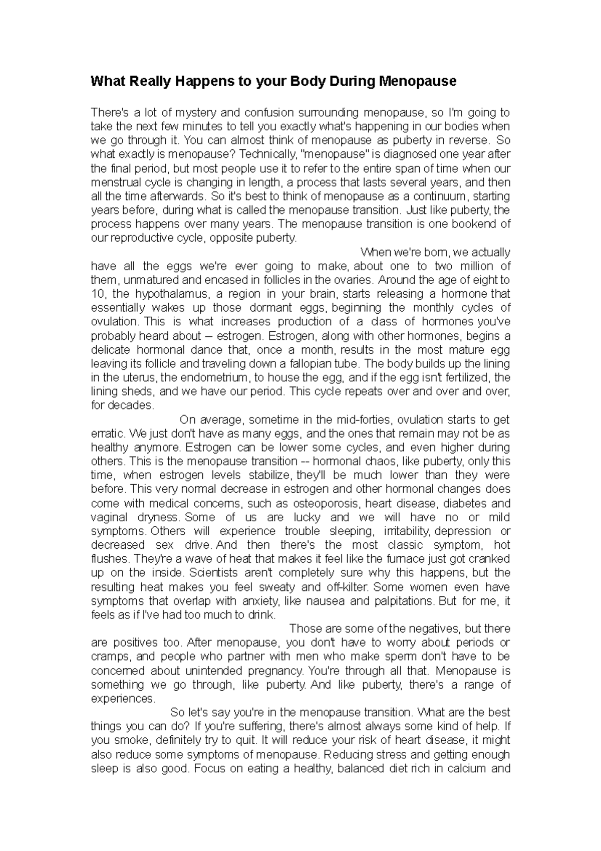 What Really Happens to your Body During Menopause - You can almost ...