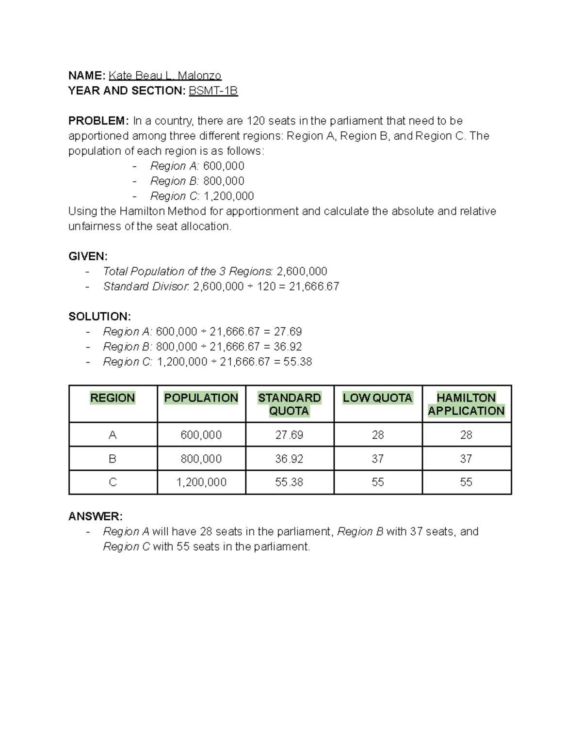 Module 5 Check-In Activity 3 MMW - NAME: Kate Beau L. Malonzo YEAR AND ...