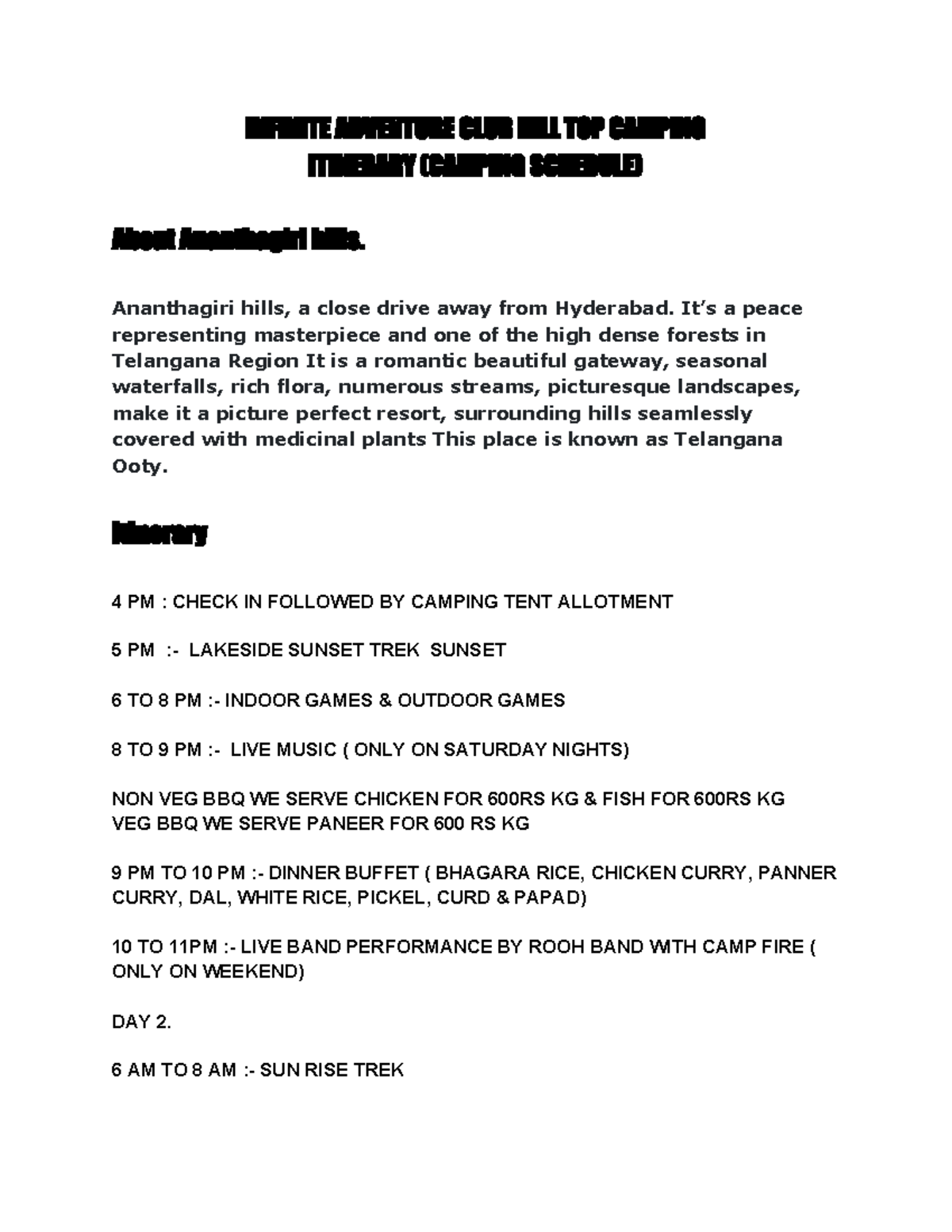 Infinite Adventure CLUB HILL TOP Camping - INFINITE ADVENTURE CLUB HILL ...