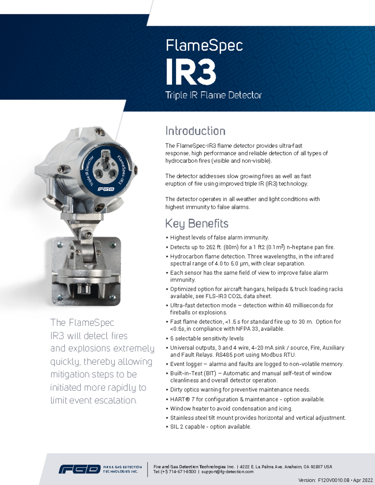FLS-IR3-08 - FLS-IR3 Flame detector - FIRE & GAS DETECTION TECHNOLOGIES ...