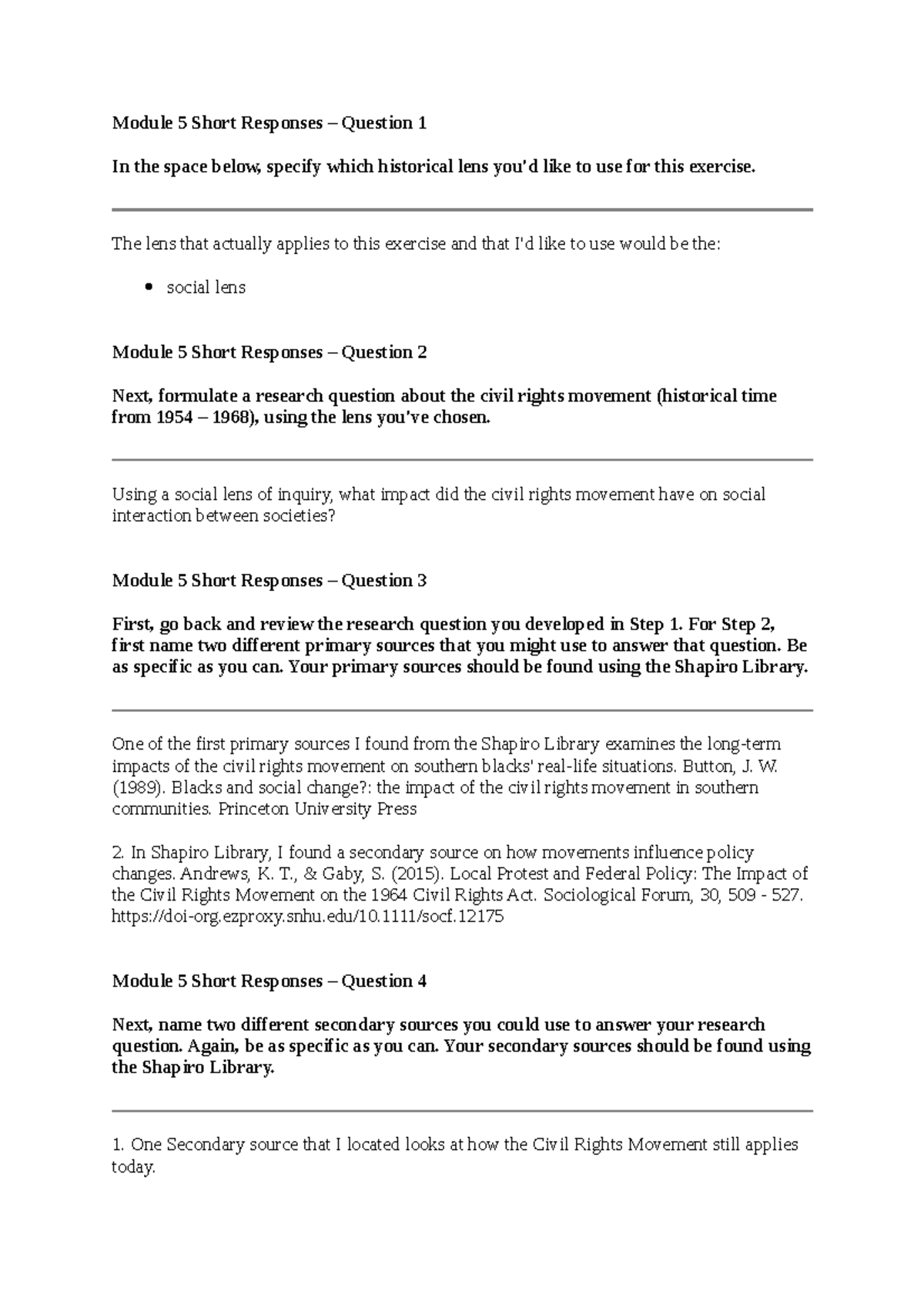 Mod 5 Short Response Module 5 Short Responses Question 1 In The