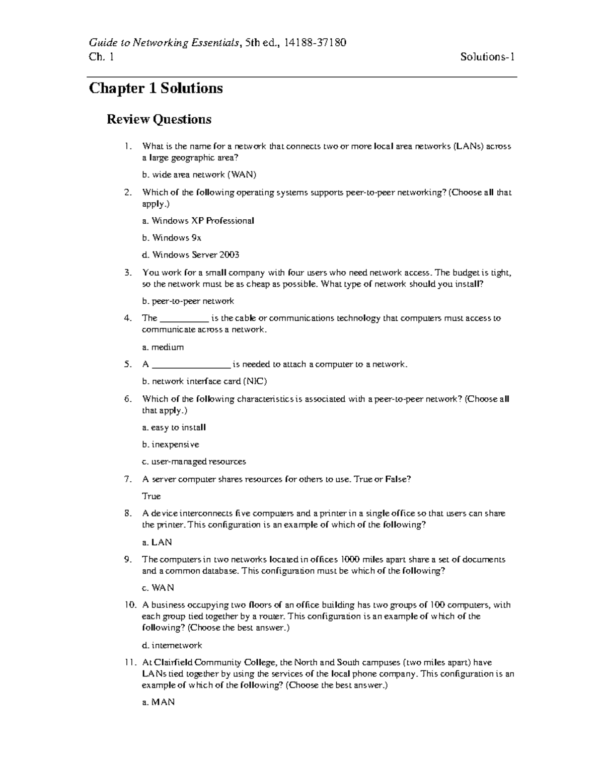 Solutions 01 - Ch. 1 Solutions- Chapter 1 Solutions Review Questions ...