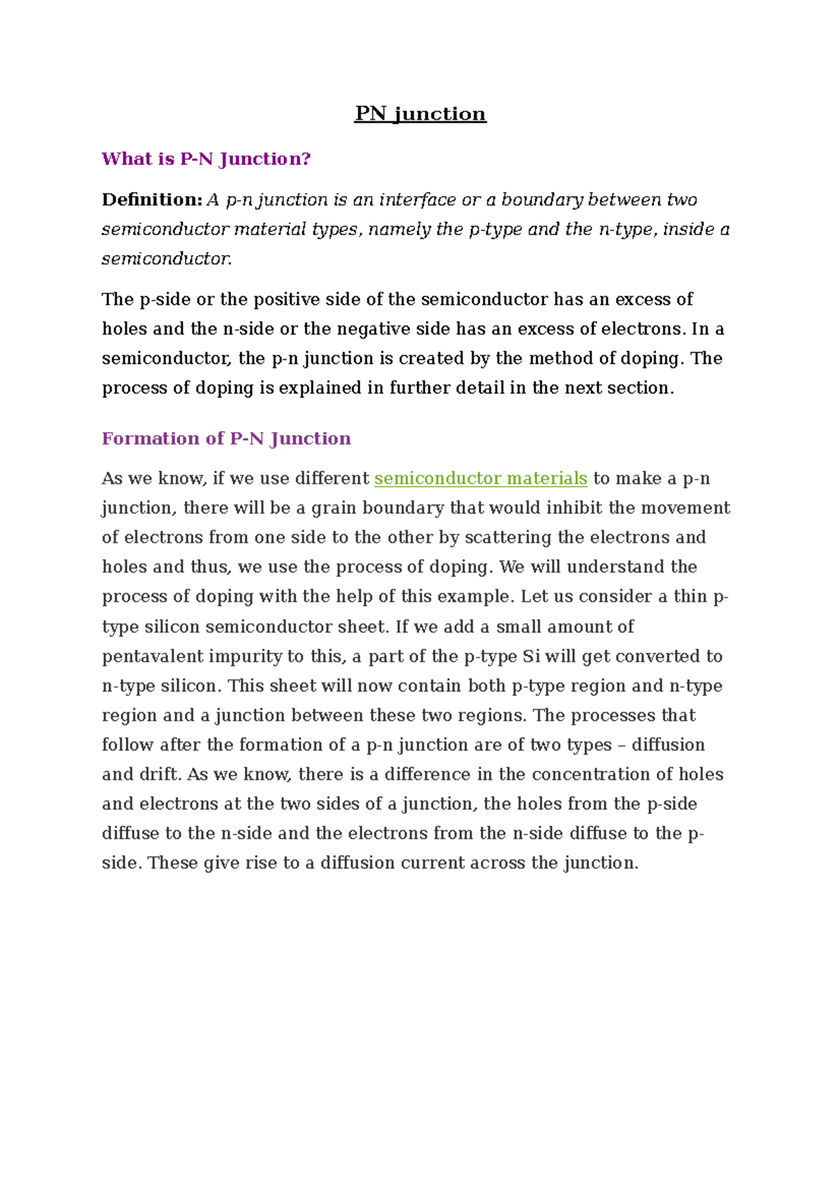 PN junction - It's tutorial work - PN junction What is P-N Junction ...