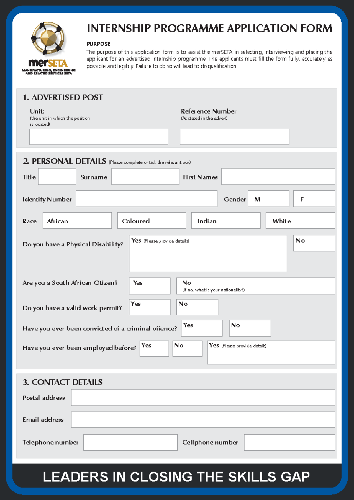 Mer SETA-Intern-Application-Form - LEADERS IN CLOSING THE SKILLS GAP ...