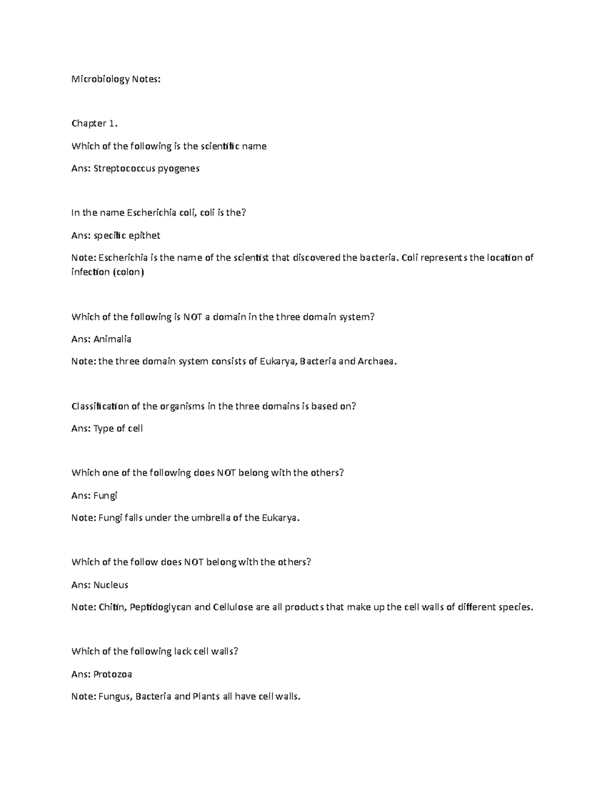 Review For Microbiology Microbiology Notes Chapter 1 Of The