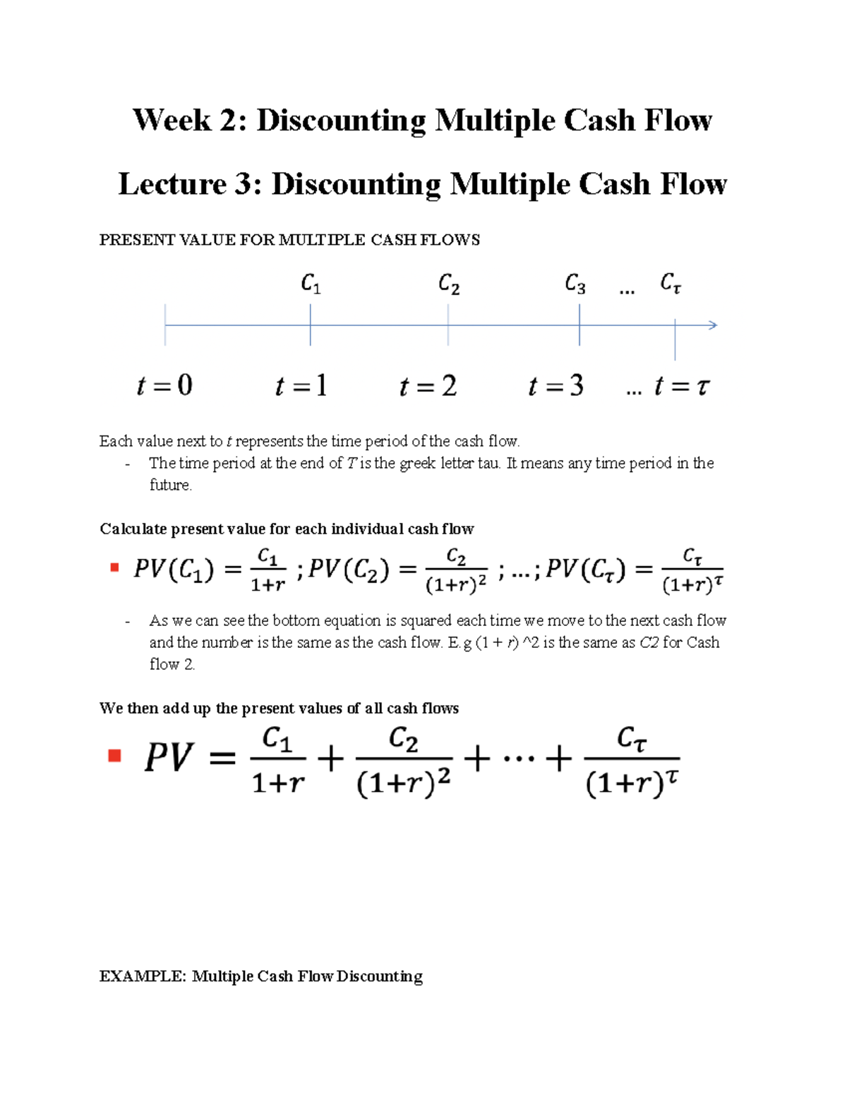 Week 2 Discounted Cash Flow - Week 2: Discounting Multiple Cash Flow ...