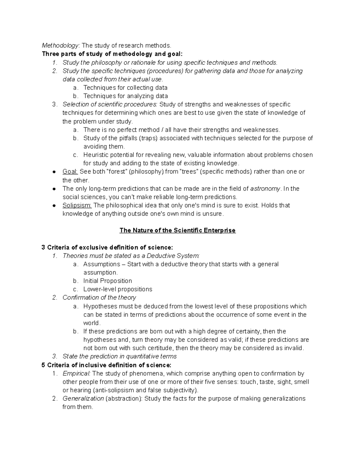 QM Unit 1 Notes - Methodology: The study of research methods. Three ...