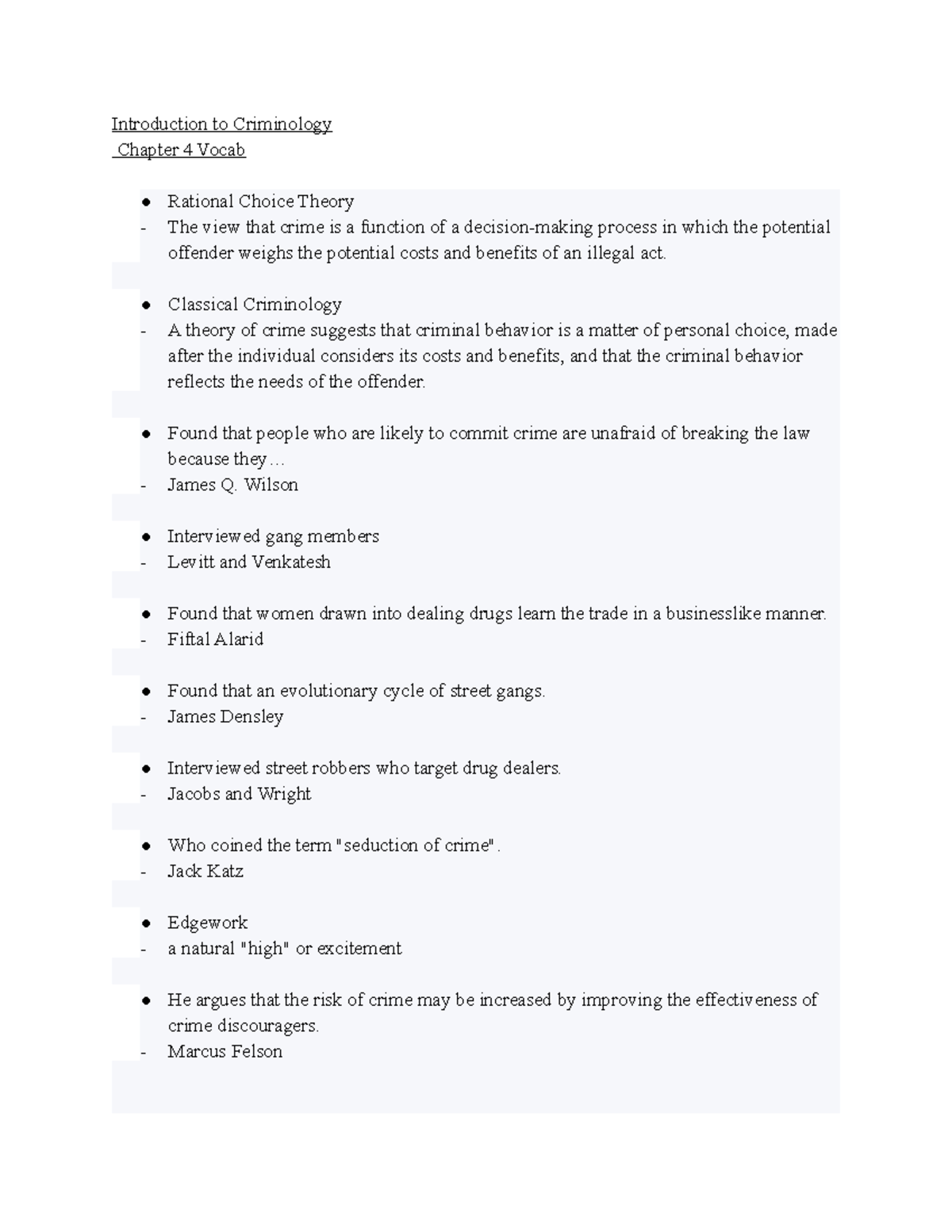 Introduction to Criminology Chapter 4 - - Classical CriminologyA theory ...