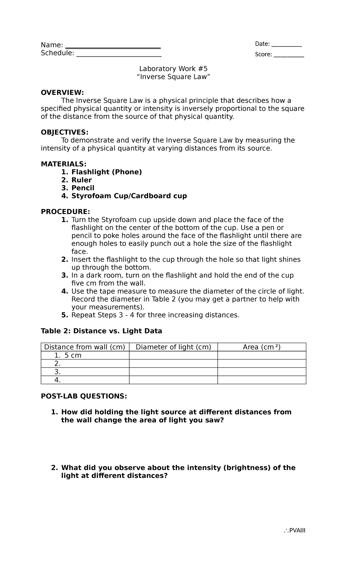 Laboratory Work #5 - Forensic Photography - Name: ____________________________ Schedule: - Studocu