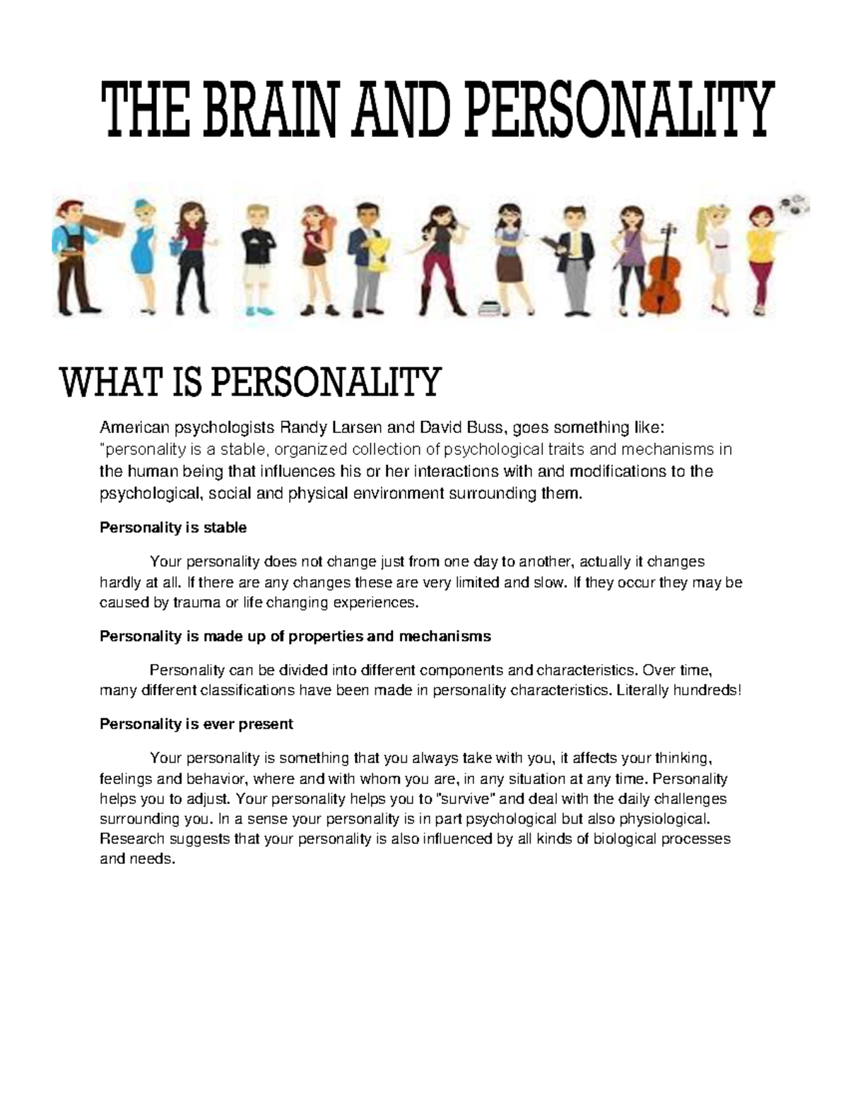 The Brain and Personality - BS Psychology - PUP - Studocu