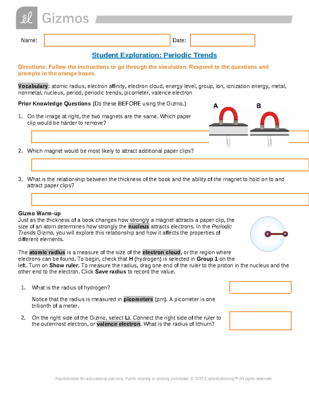 Elijah Mack - Periodic Trends SE - Name: Date: Student Exploration ...